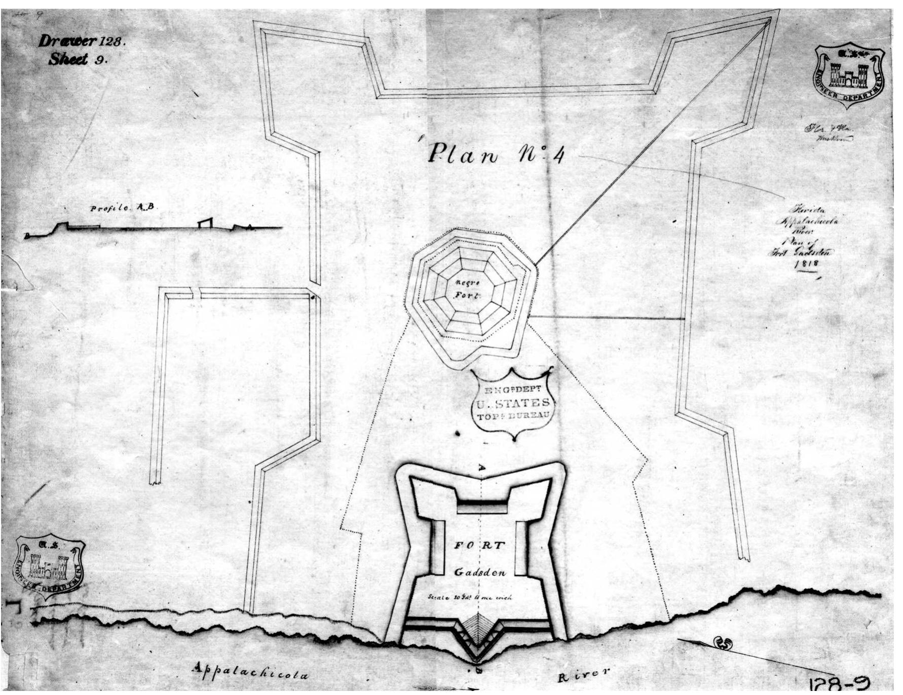 Map of fort gadsden, with remains of the negro fort, 1818