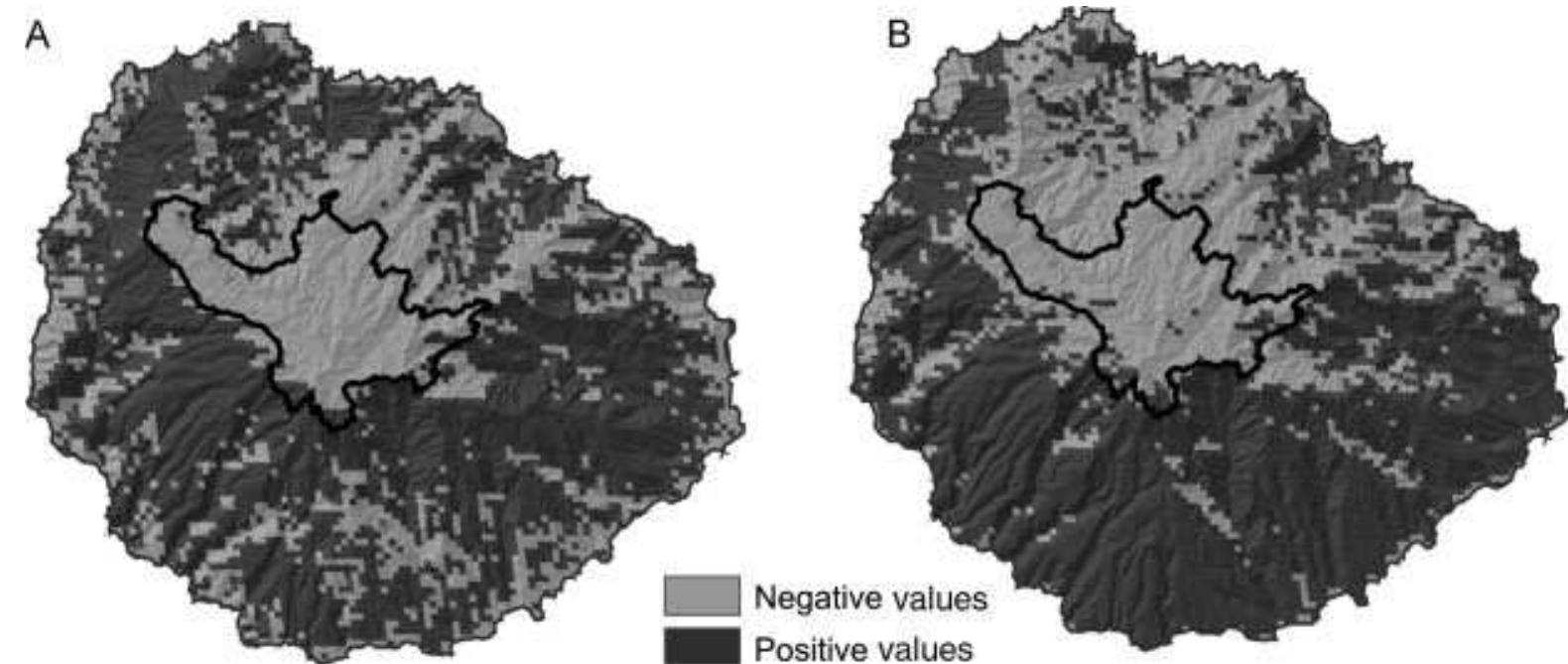 Evi difference maps of wet season months minus dry season