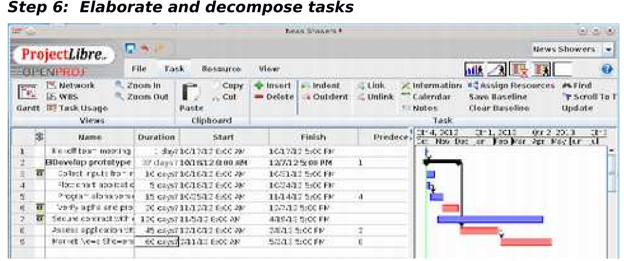 Decomposition of high-level project tasks