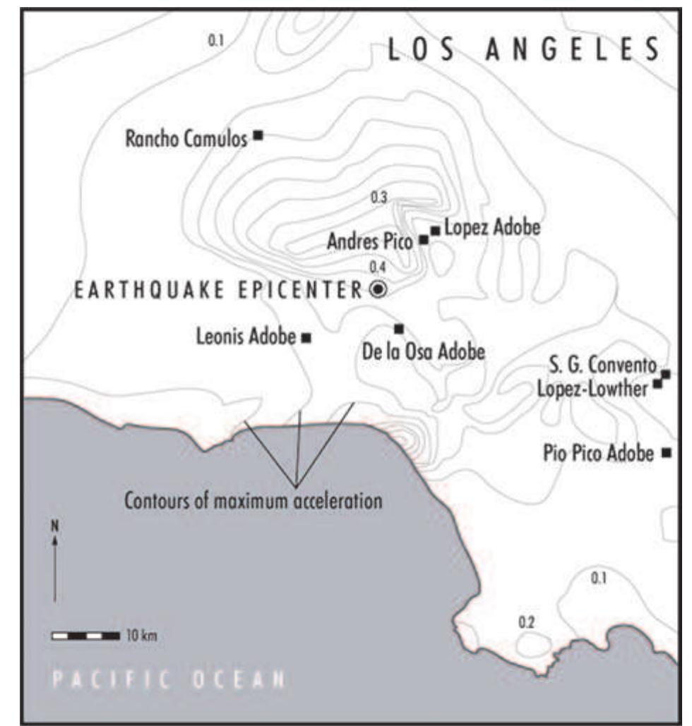 Map of los angeles, showing locations of historic adobe