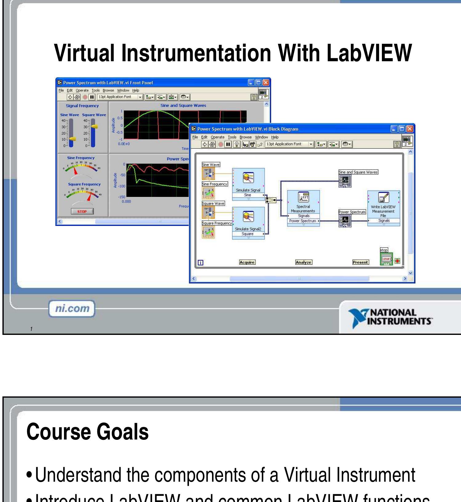 Figure 1 - Virtual Instrumentation With Lab VIEW
