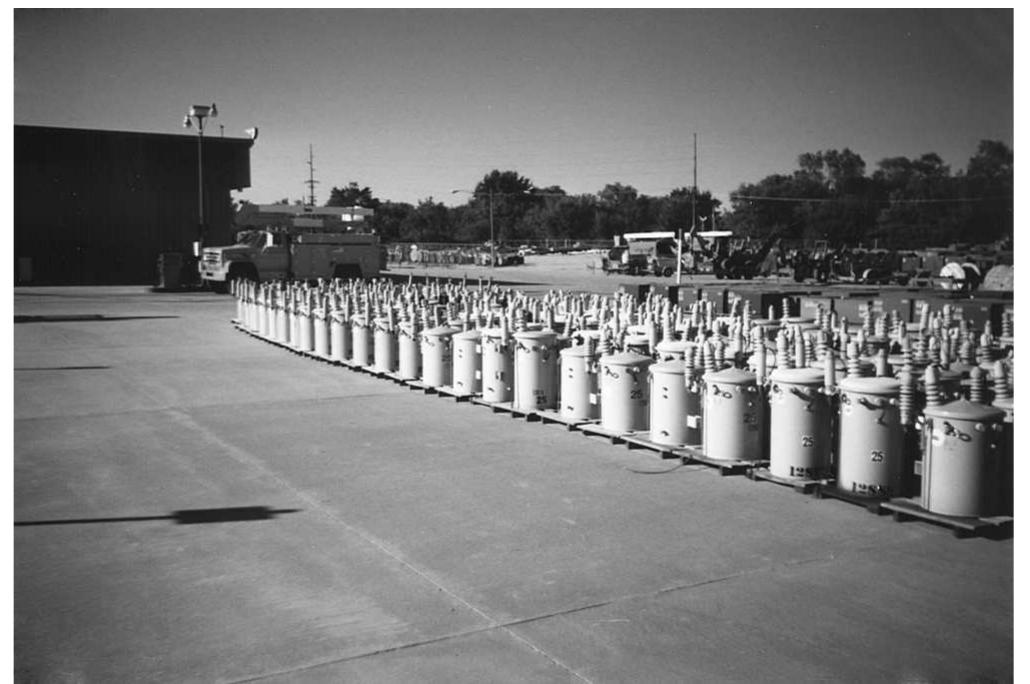 1 electric utility distribution storage yard. forklift
