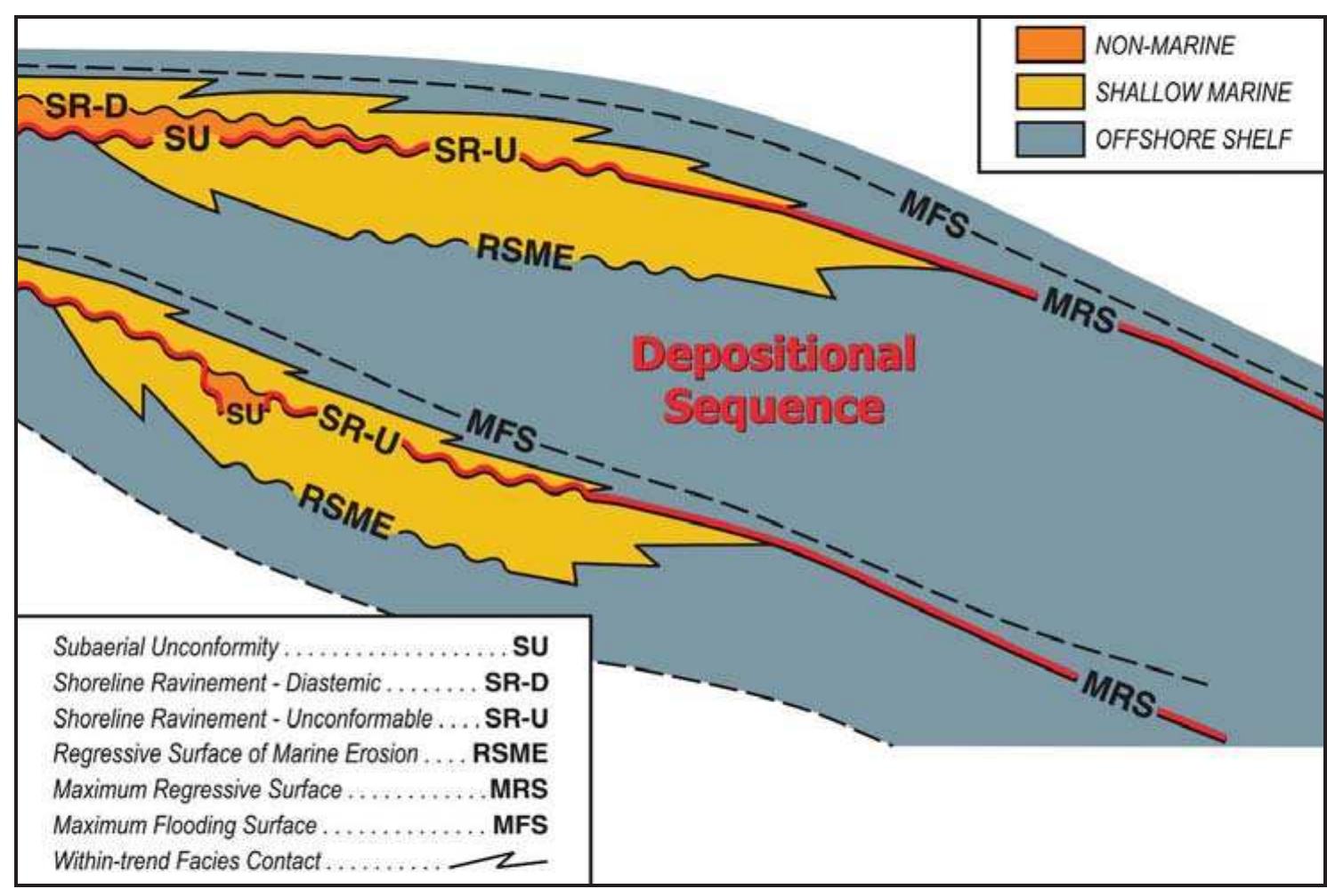 6.the boundaries of a material-based, depositional sequence