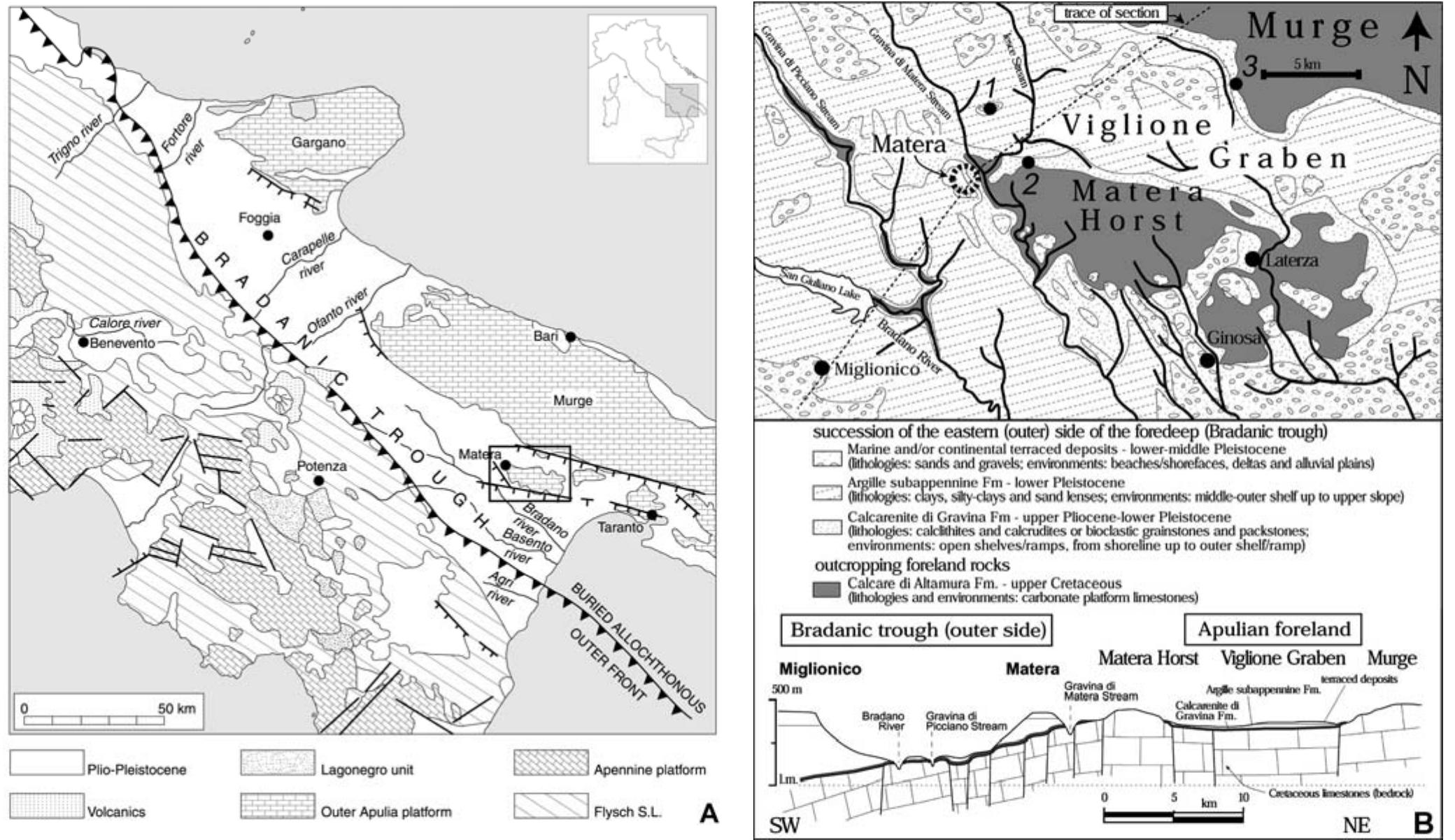 Geological sketch map of (a) the bradanic trough (modified