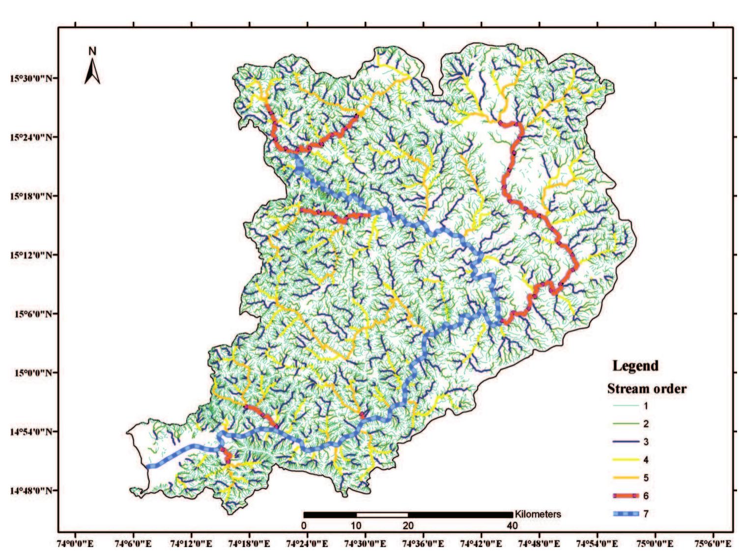 Drainage map of kali river basin.
