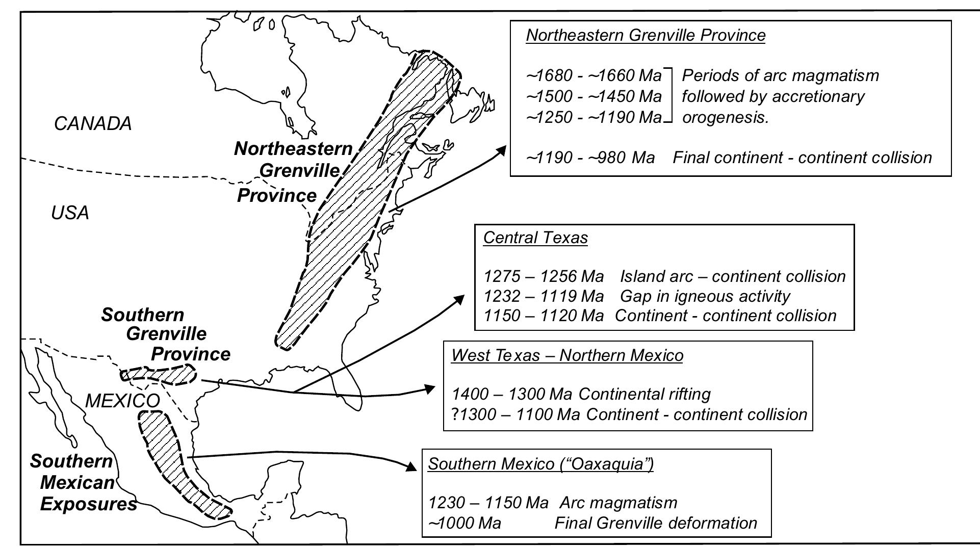Location map of the north a merican grenville provinces,