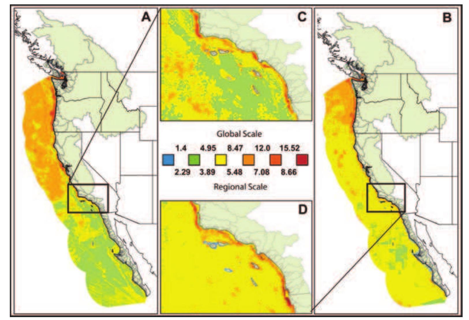 Maps of ocean condition for the california current region