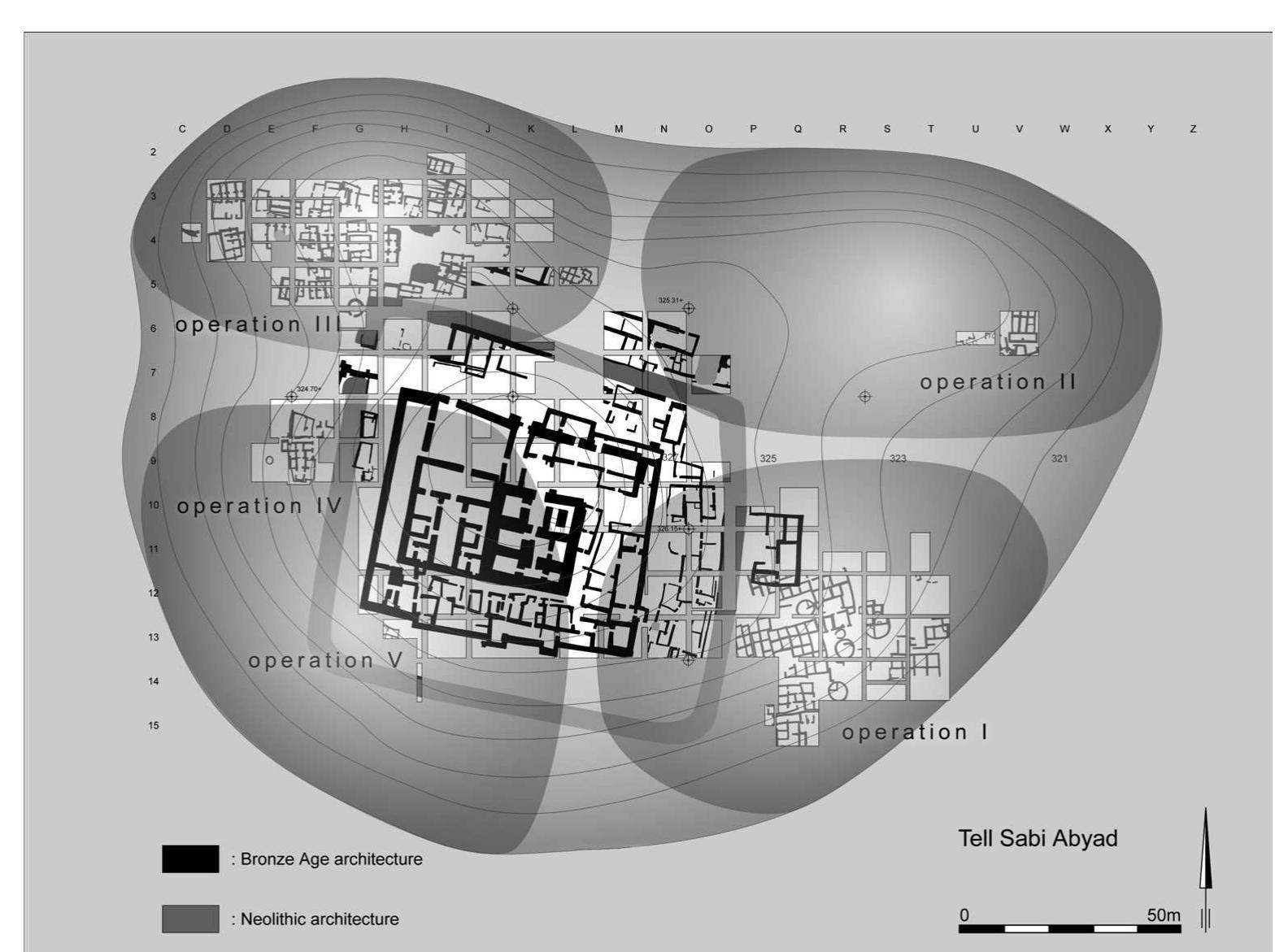 Plan of tell sabi abyad, showing the location of the various