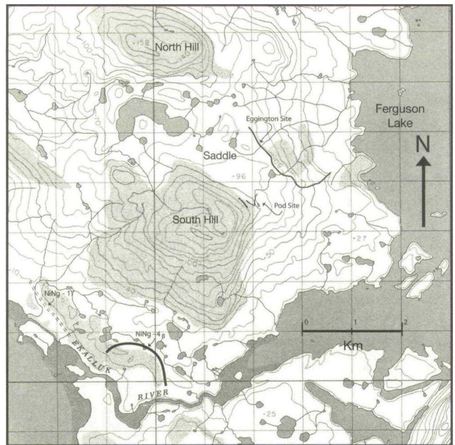 8: topographical map of caribou drive systems on victoria
