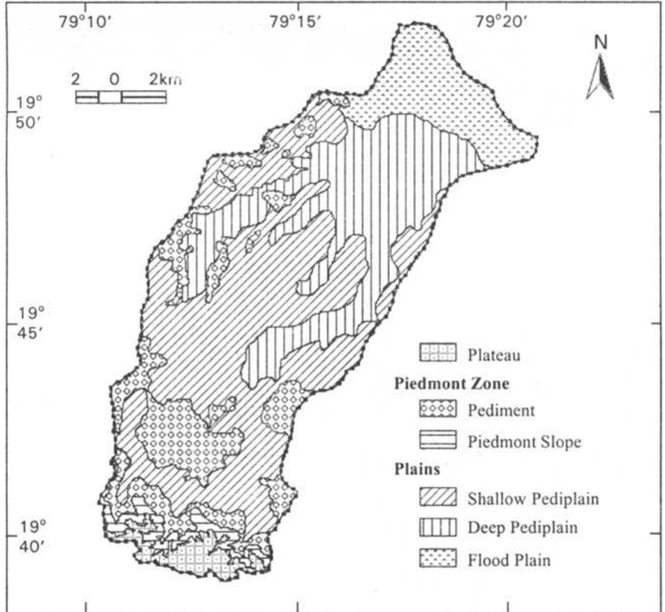 Geomorphological map of the sasti watershed. plains: plains
