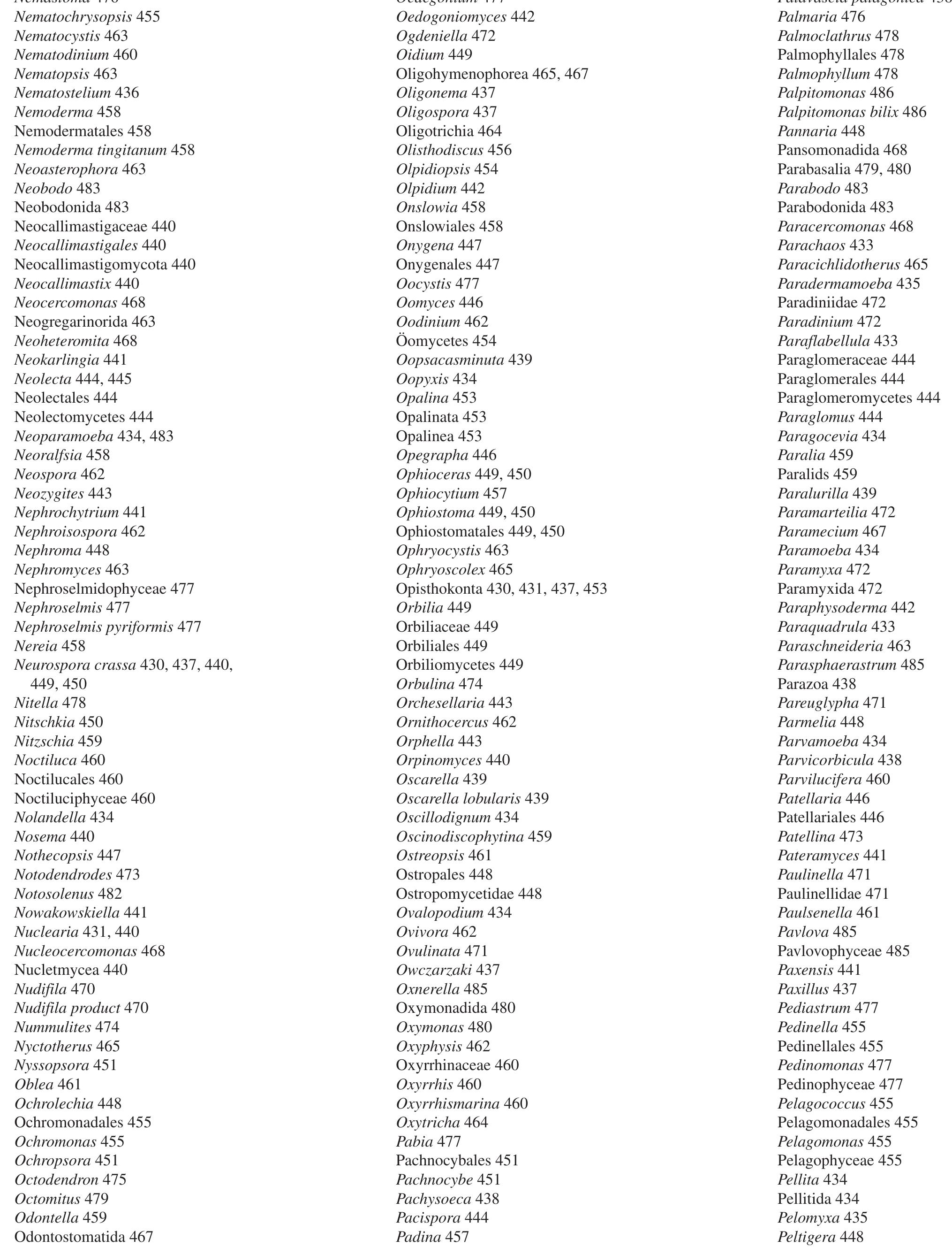 Table 10 - The Revised Classification of Eukaryotes