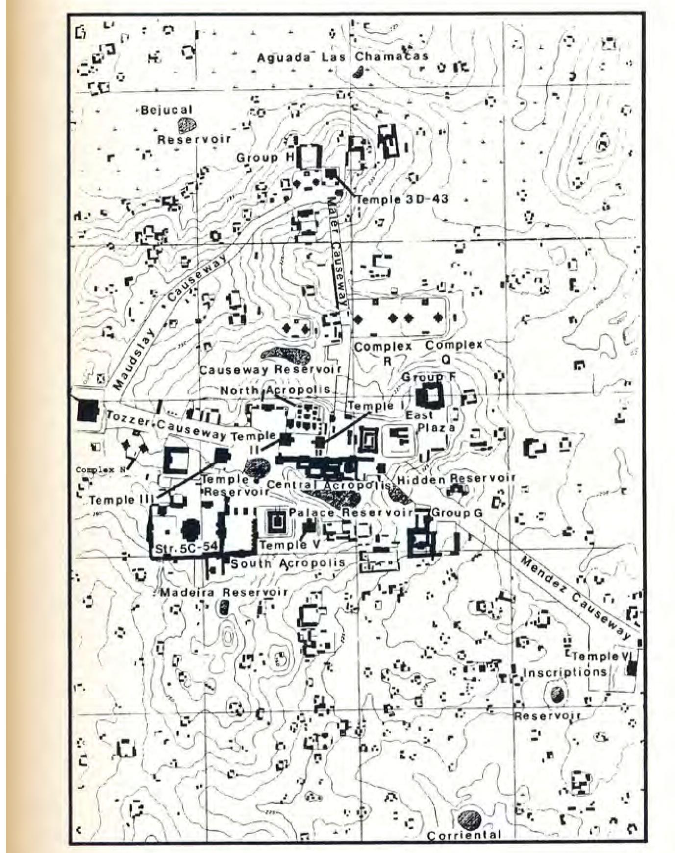 1 map of central tikal. the central acropolis is located at