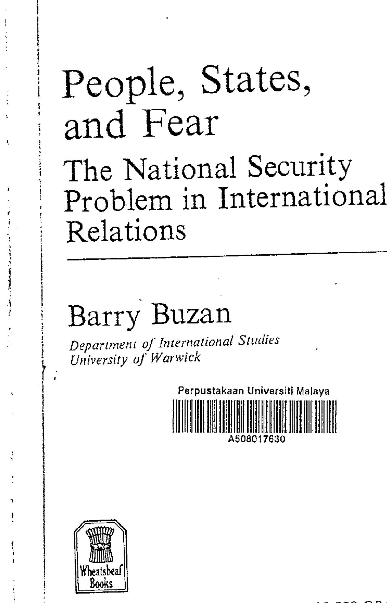 (PDF) People, States and Fear: An Agenda For International Security ...