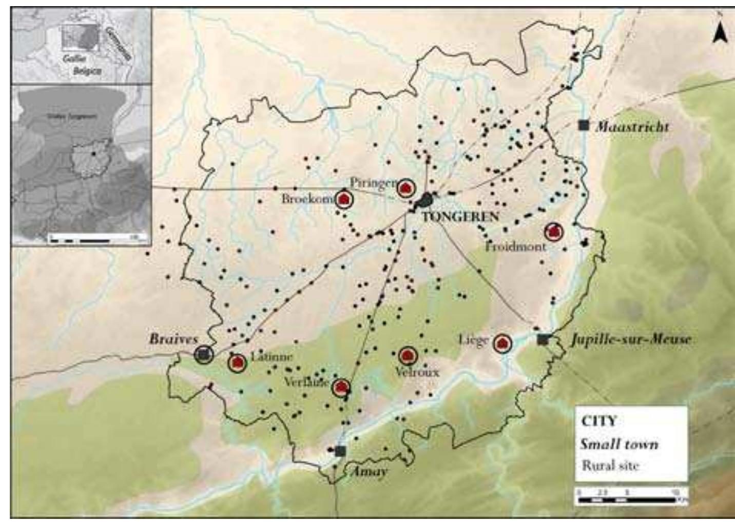 Map of the micro-region around tongeren with location of the