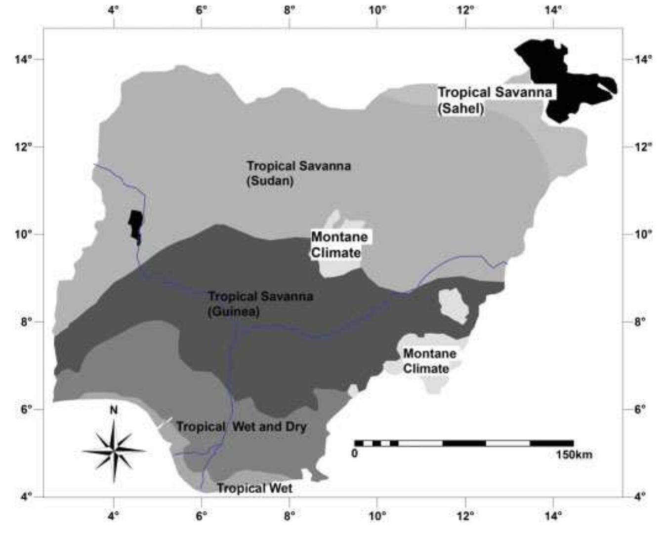 Basic map of nigerian climates.