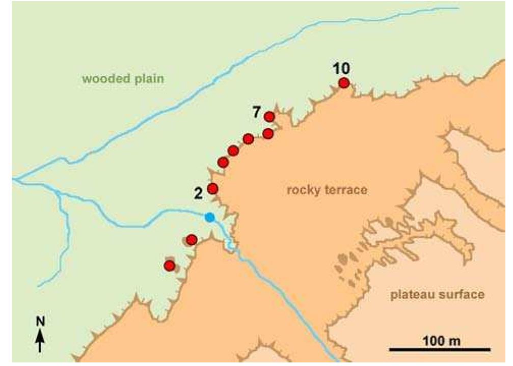 Plan of the cdo complex showing the location of the rock art
