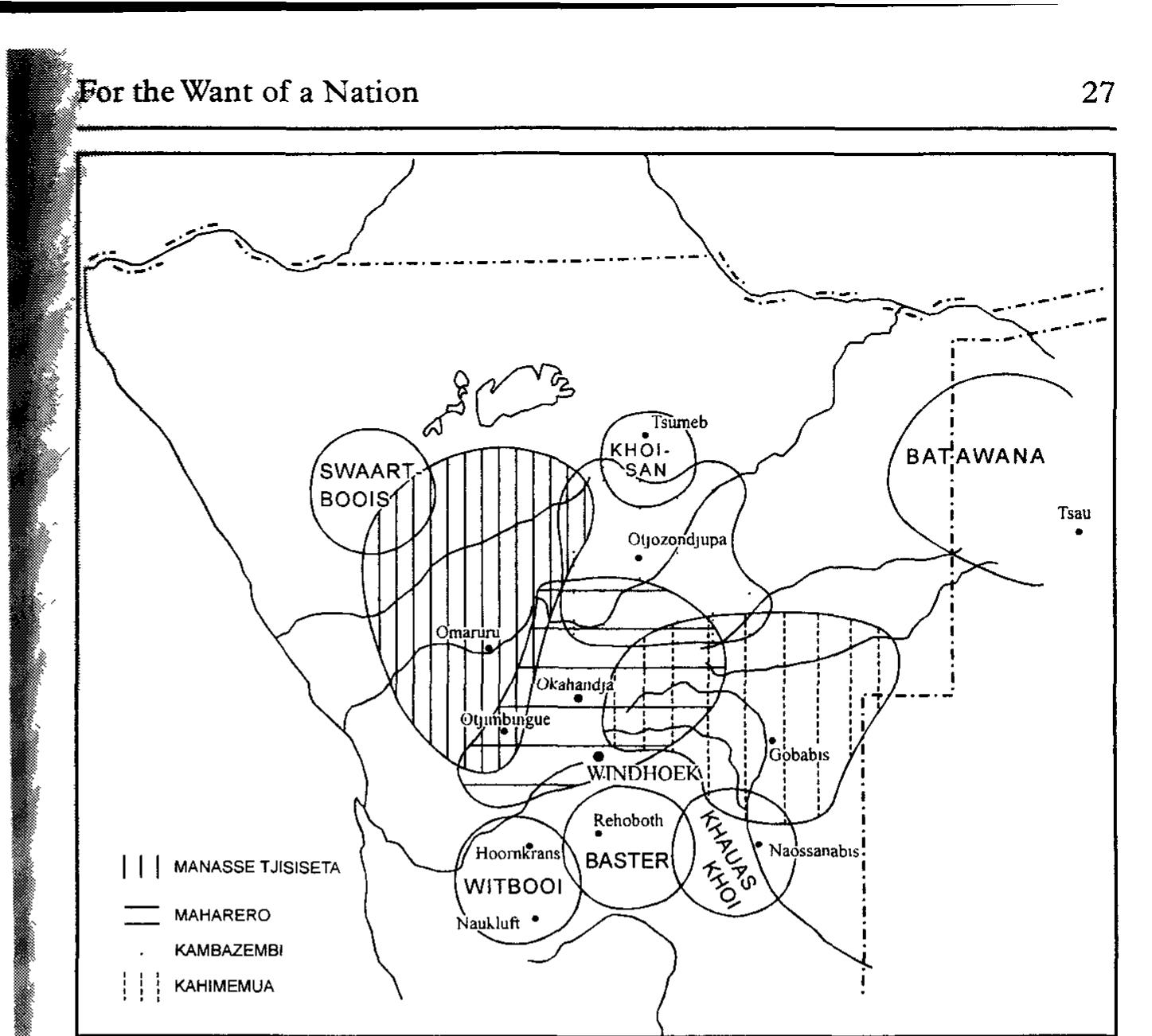 Map 1.2: central namibia showing areas under the control of
