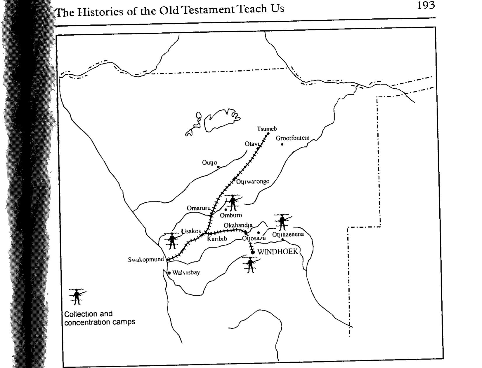 Map 6.1: the missionary collection camps for herero war