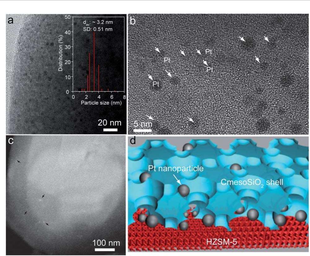 Tem (a and b) and dark-field df-stem (c) images of the pt