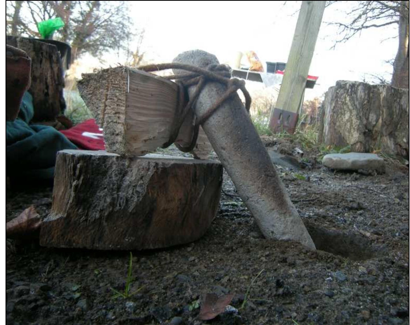 The steep angle of the tuyere entering the furnace. the