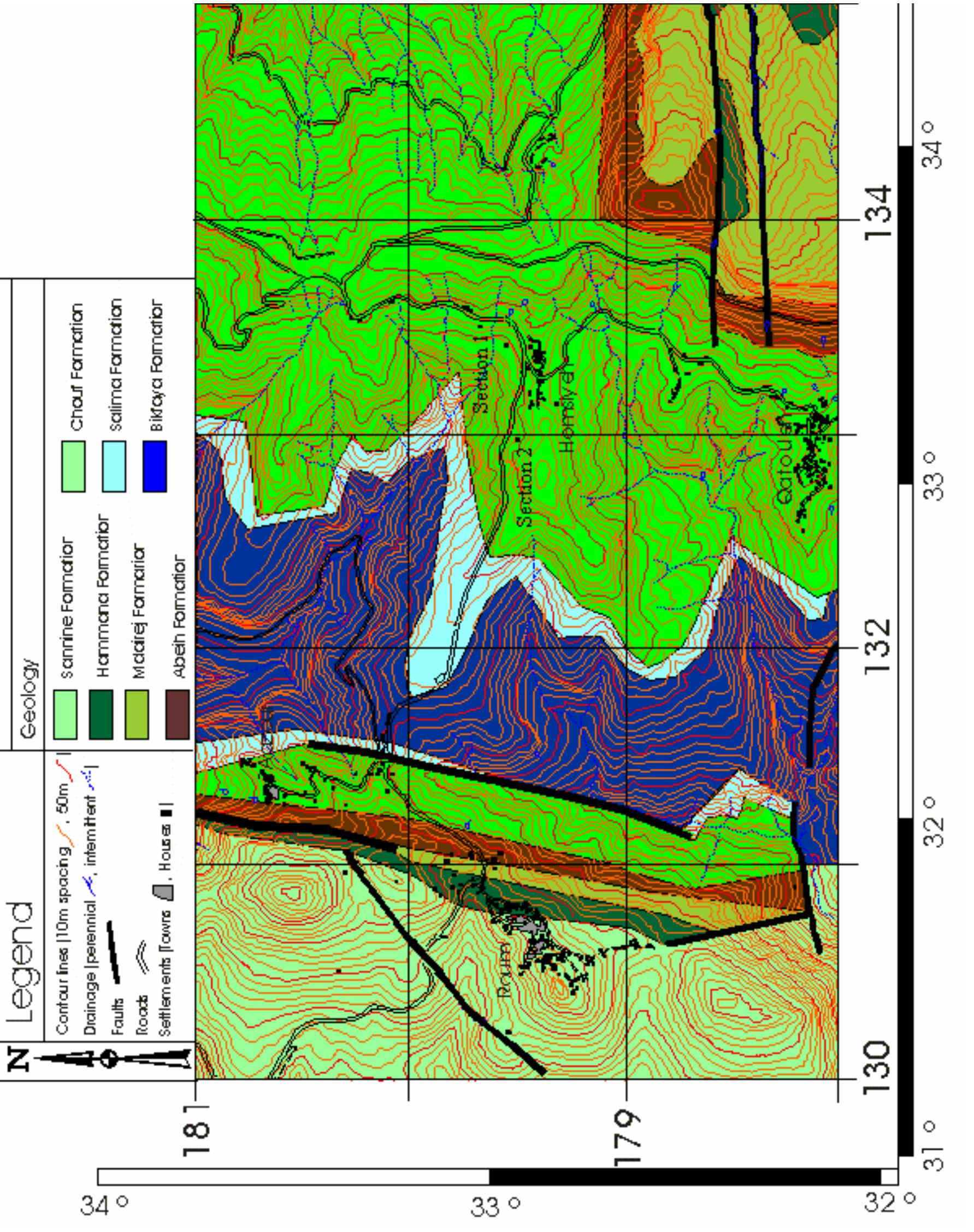 3. detailed geologic map of the homsiyeh sections. geologic