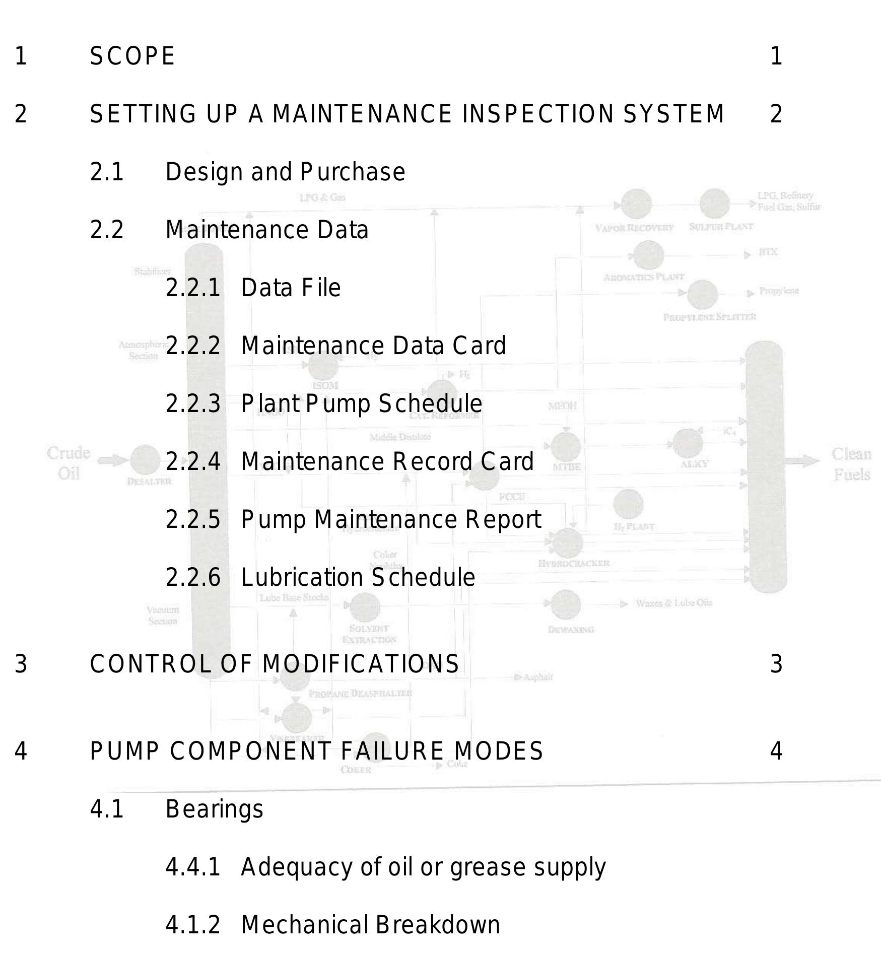 Contents code of practice: centrifugal pump operation and
