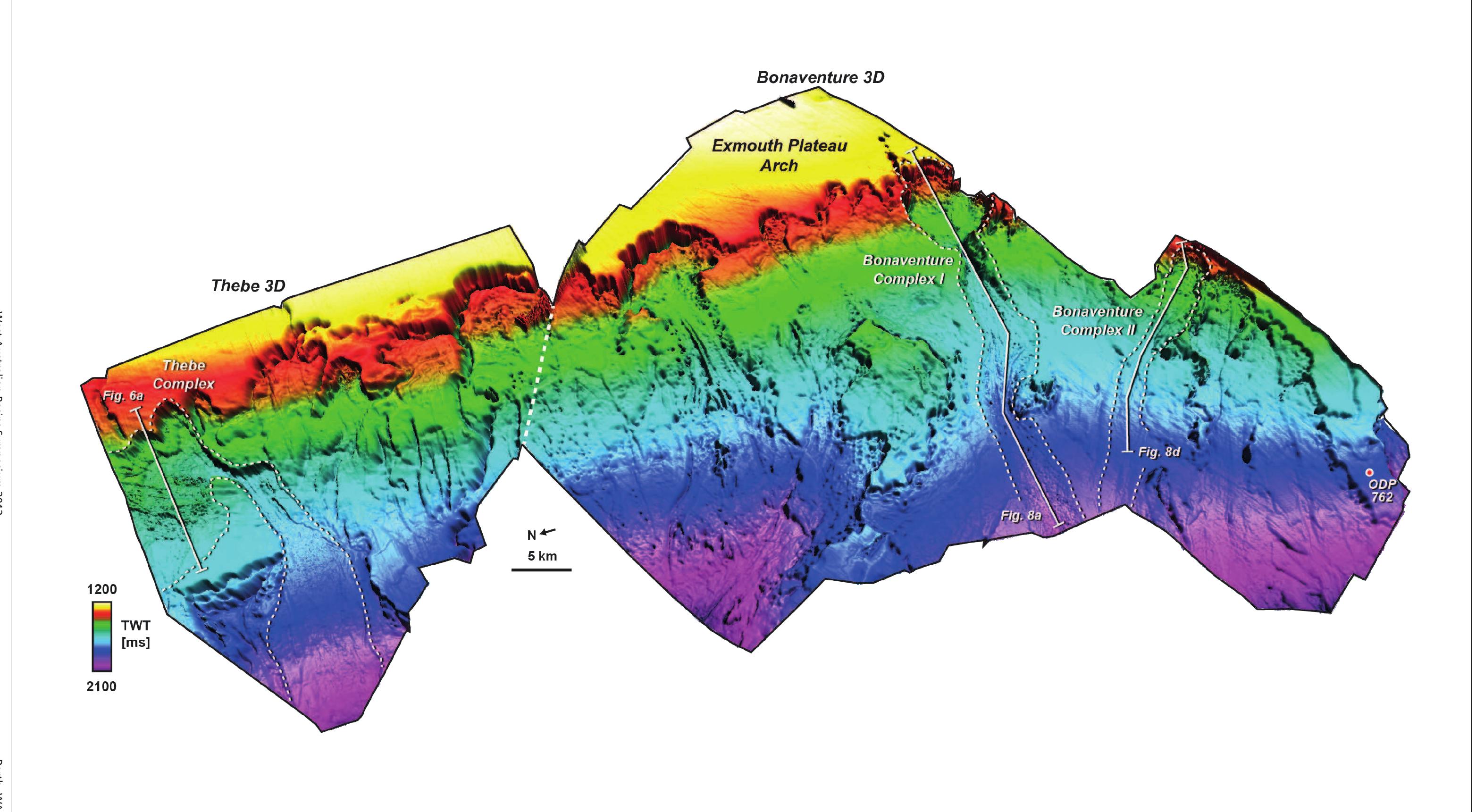 ‘igure 5. time structure map of the seabed in the study