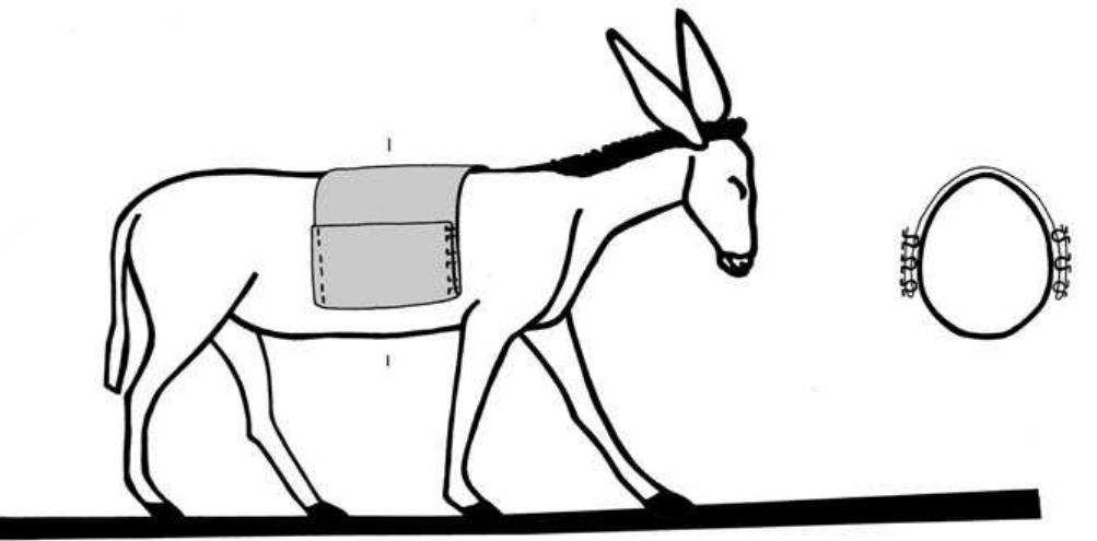Reconstruction of the saddlebags on a donkey (from a