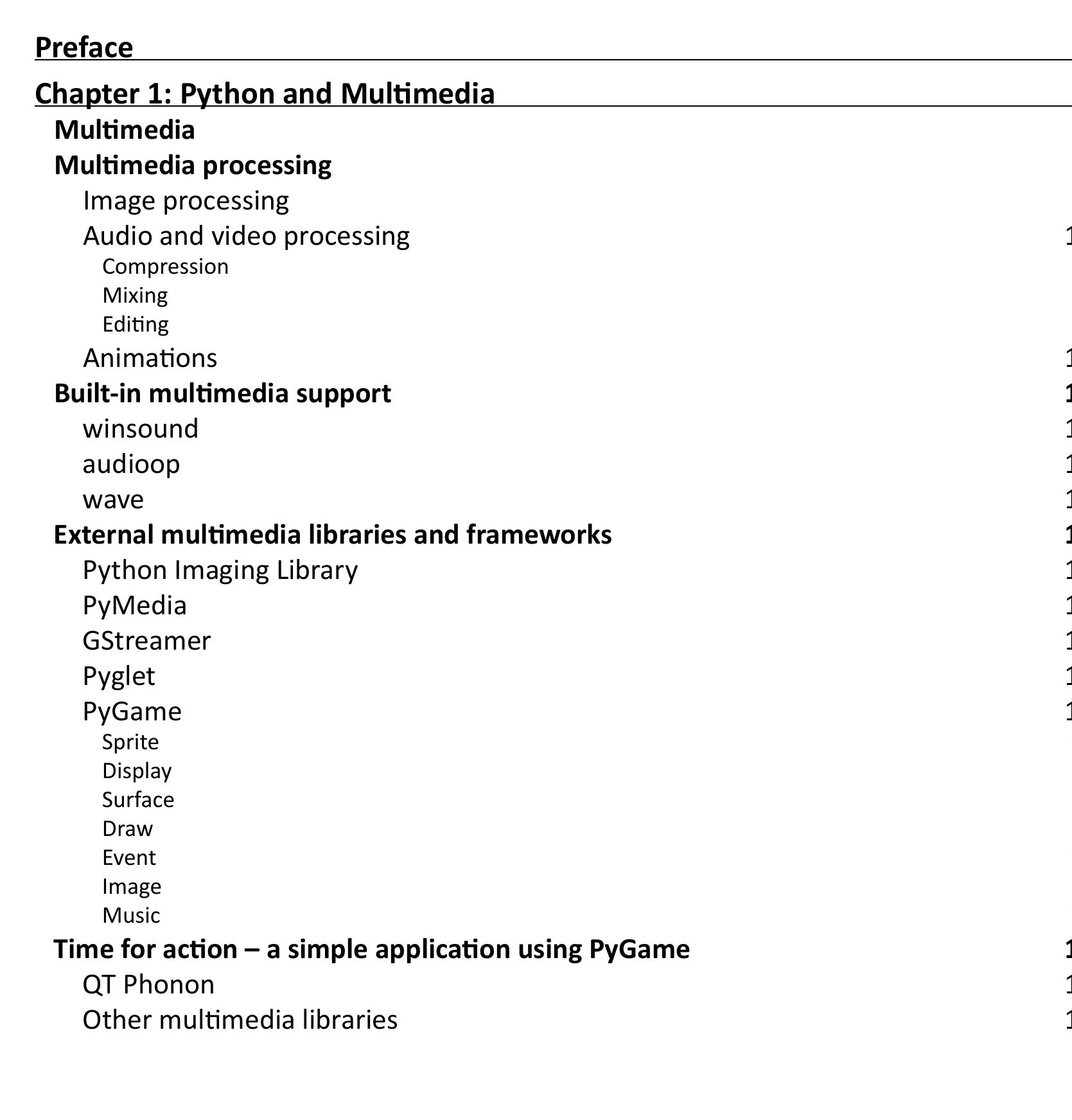 Table 1 - Python Multimedia - Beginner's Guide (2010)
