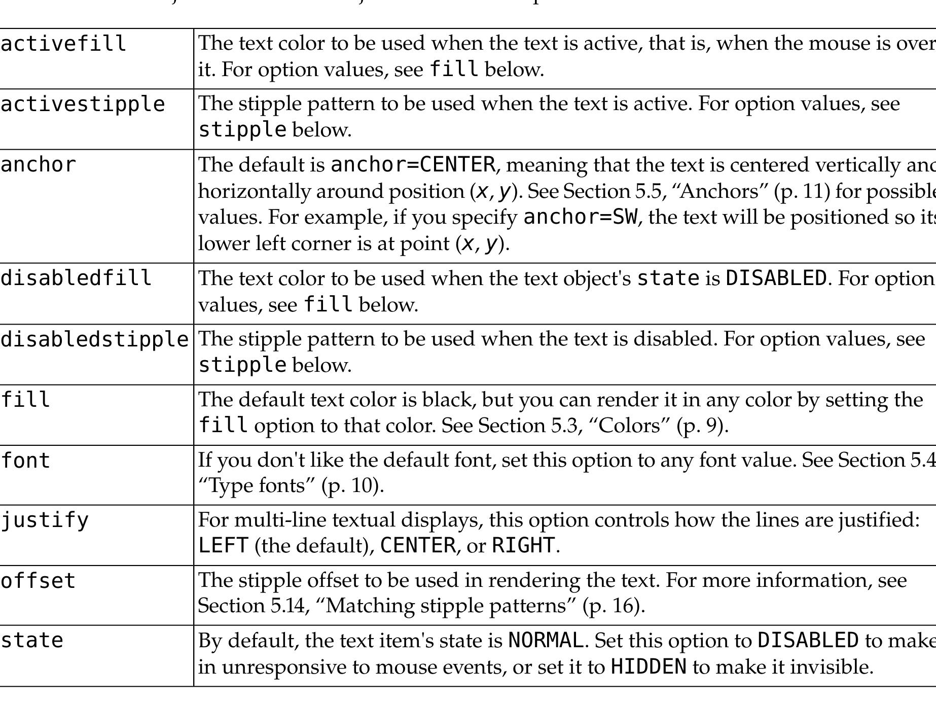 Table 17 Tkinter 84 Reference A Gui For Python