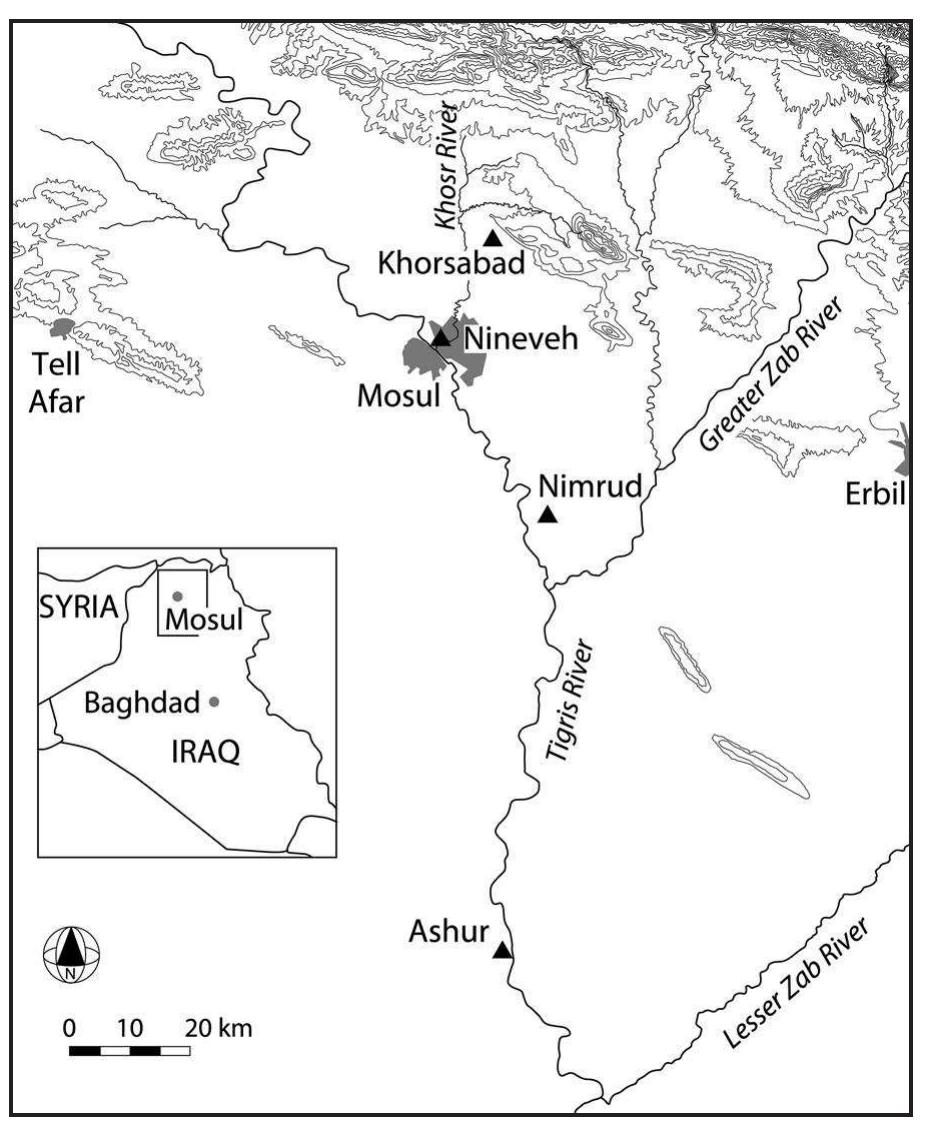 Map of northern iraq, showing location of main neo-assyrian