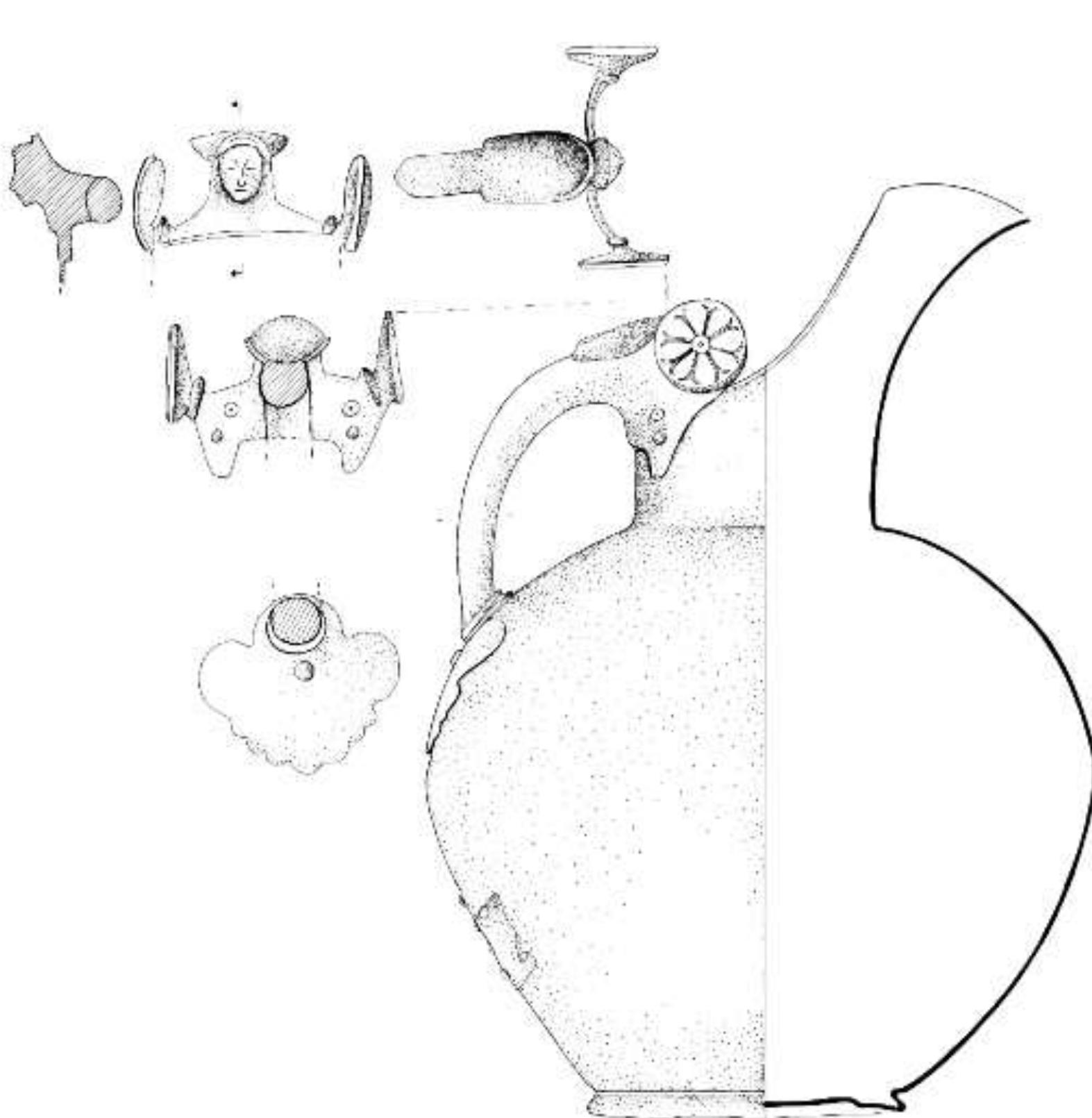 Bronze jug with cutaway neck, inv. 8323, from tomb 58, h: