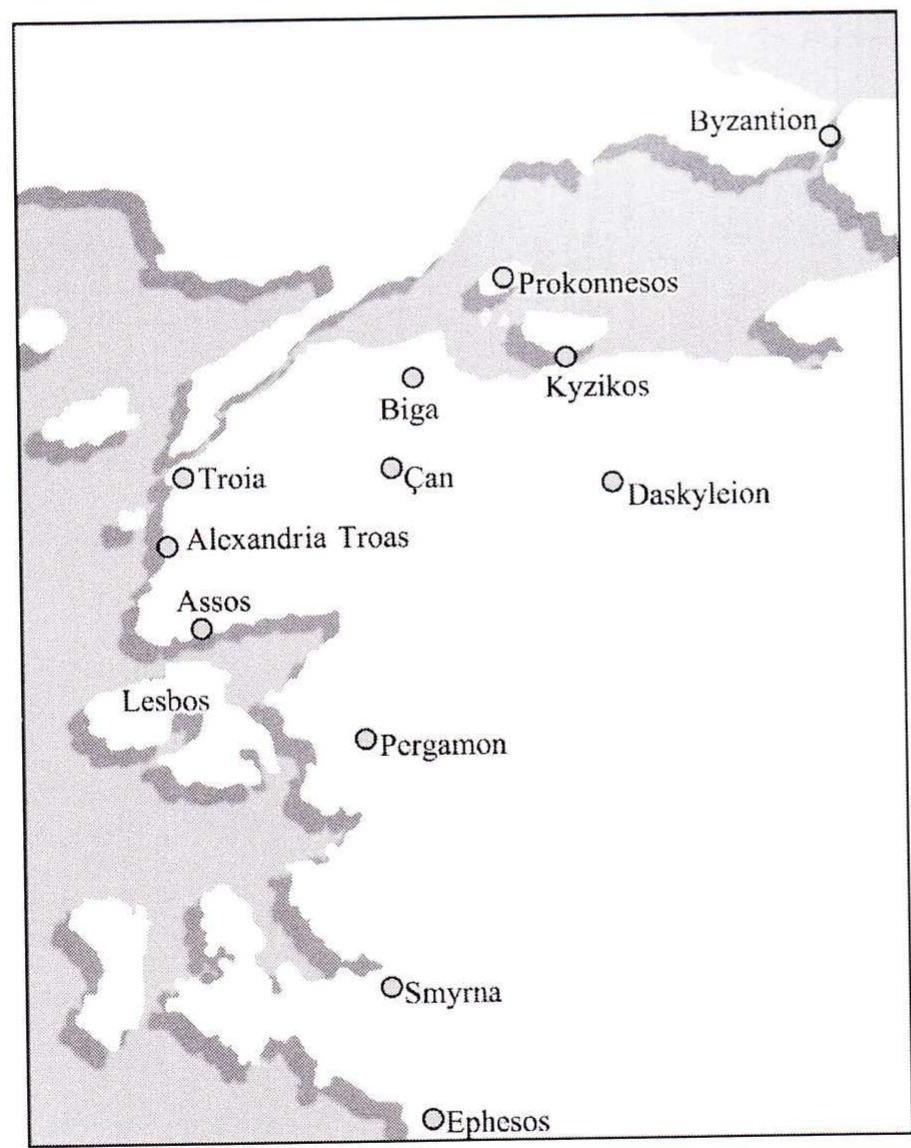 Map of northwestern turkey, showing location of can