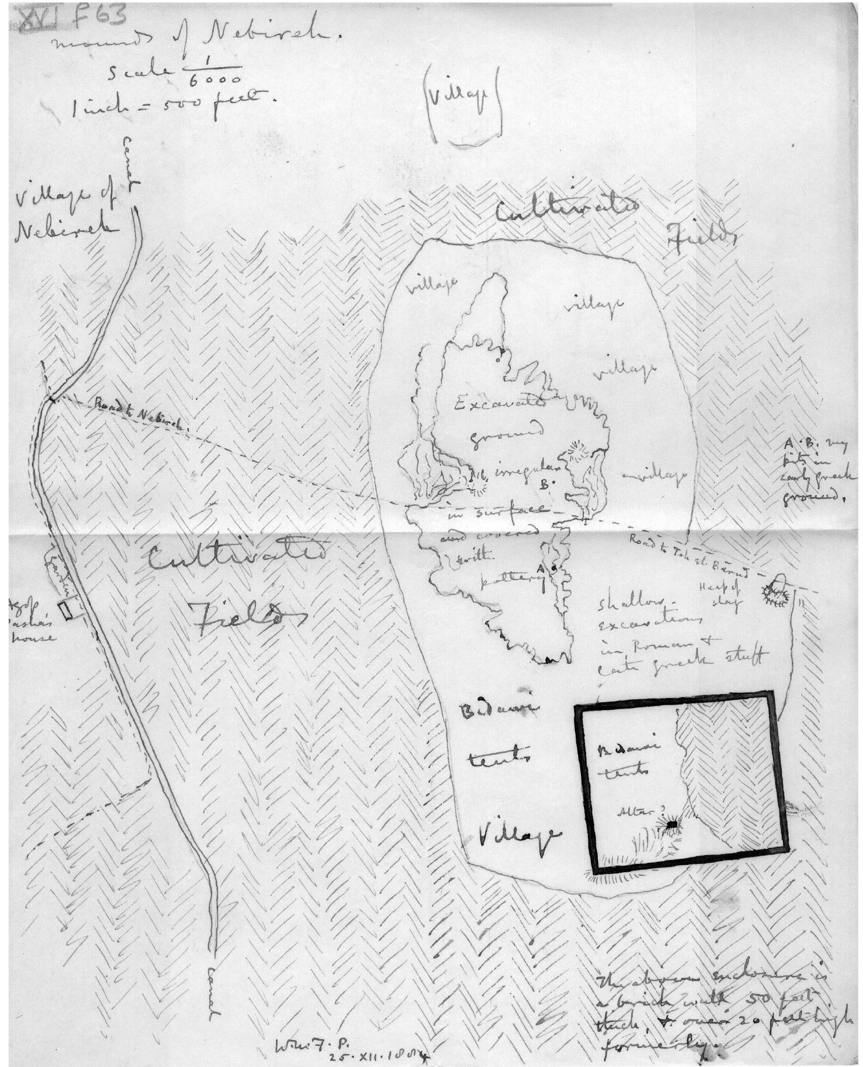 Petrie’s sketch-map showing the south-west corner of the