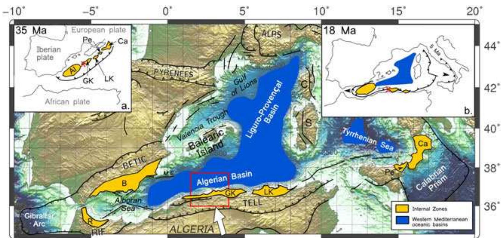 Present-day tectonic map of the western mediterranean area.
