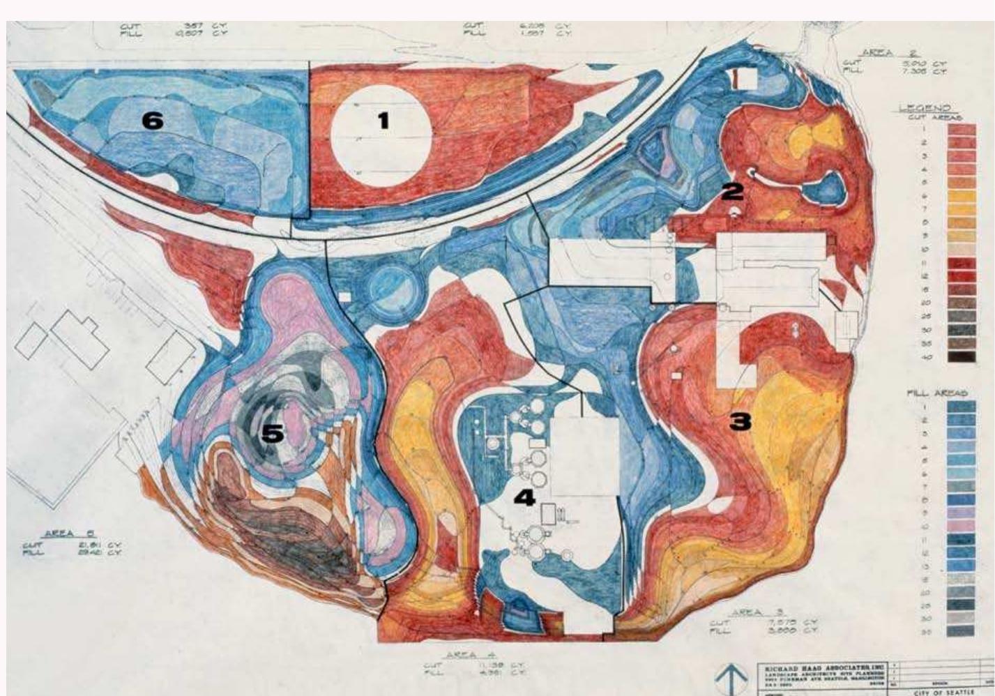 Richard haag, grading and drainage plan, gas works park