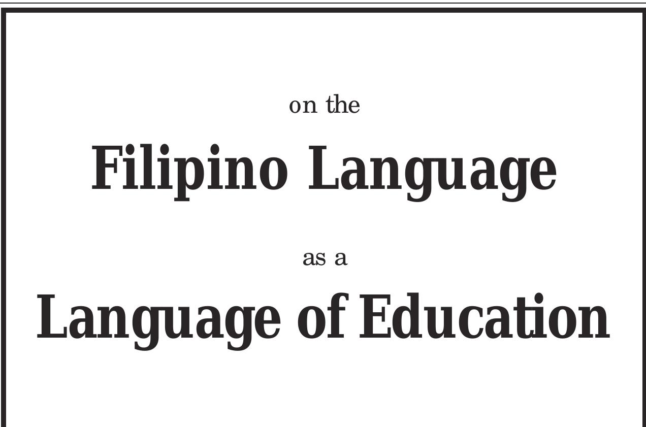 Figure 1 - On the Filipino Language as Language of