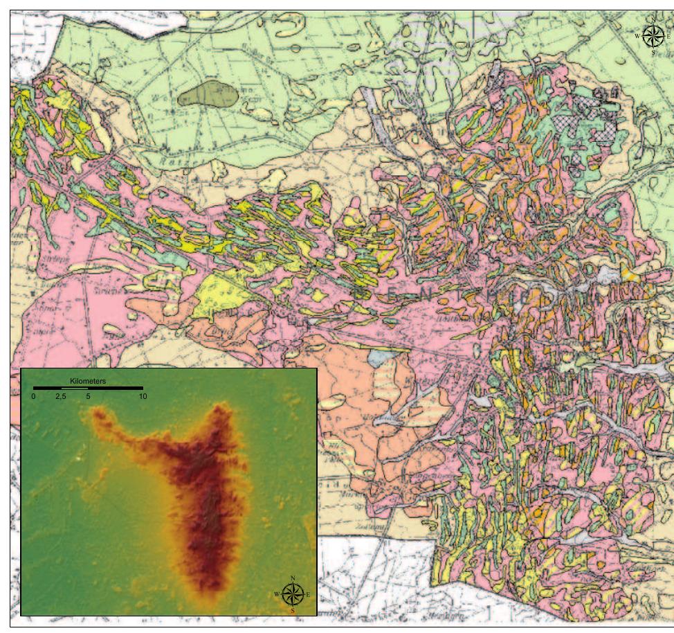 Es ie srtm image and geological map of the itterbeck-uelsen
