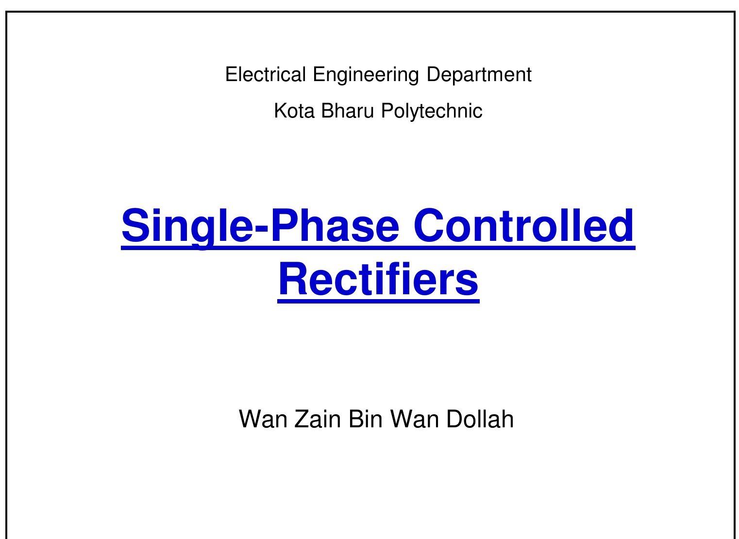 (PDF) Single-Phase Controlled Rectifiers