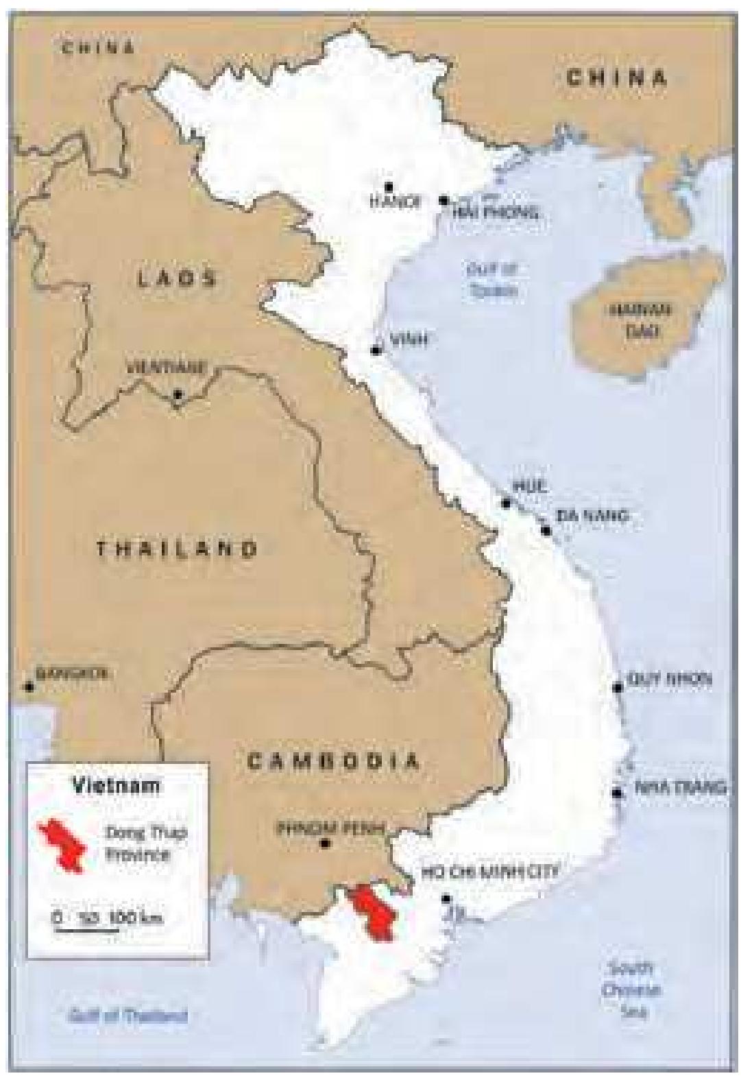 Map of viet nam, indicating dong thap province. source: