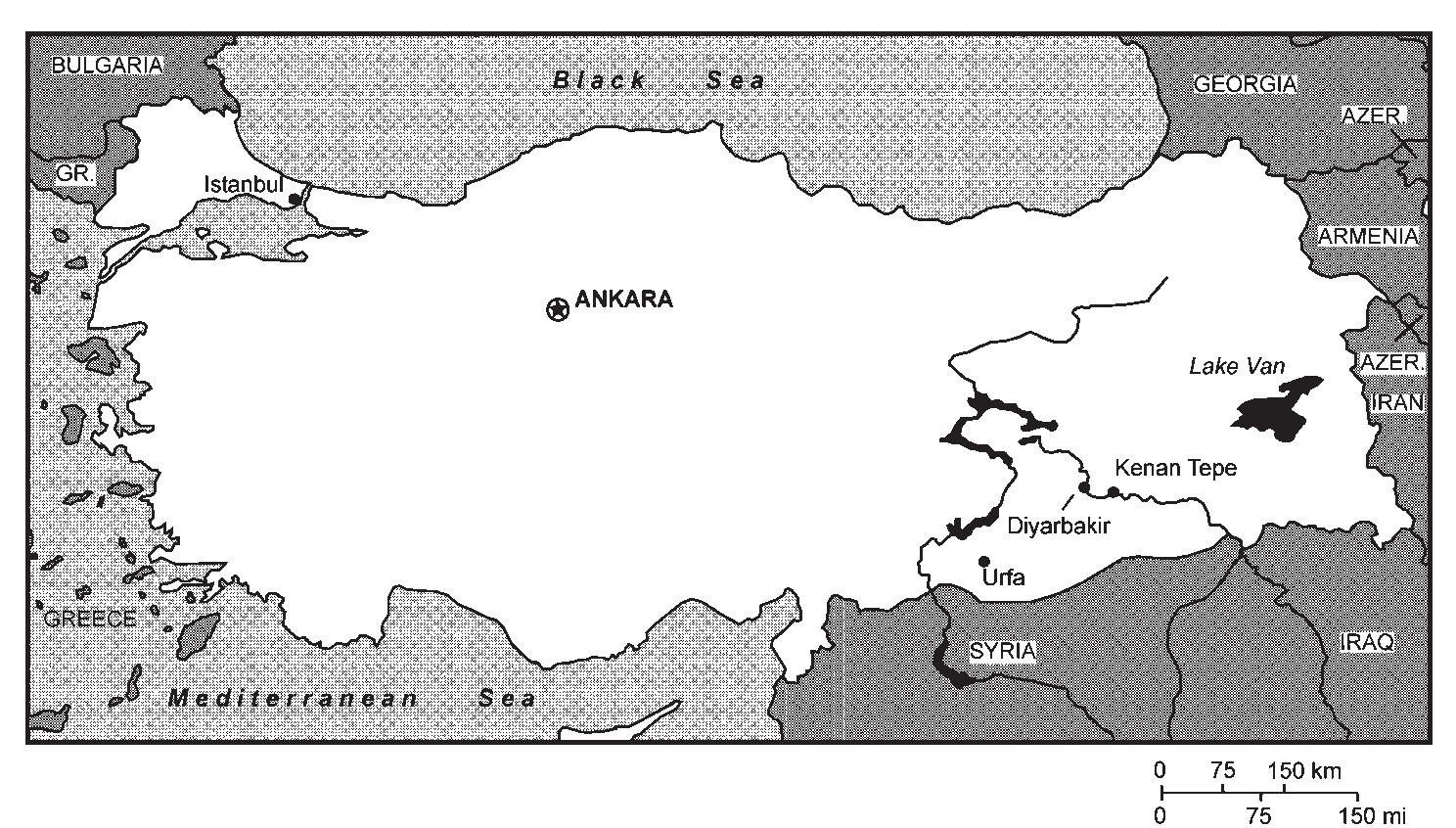 Map of turkey showing the location of kenan tepe on the