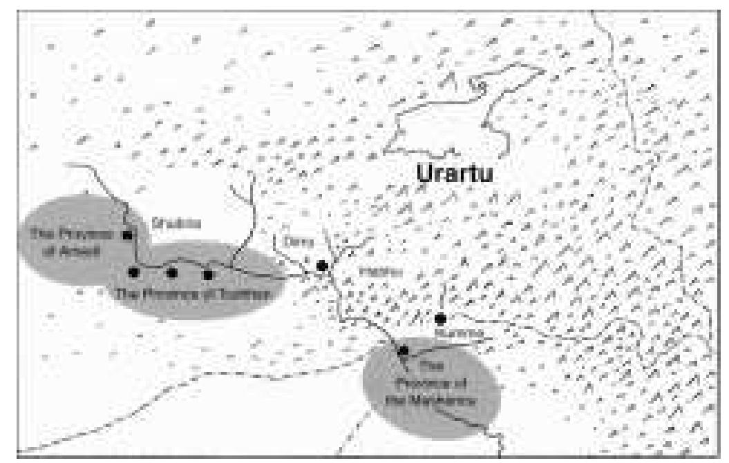 Map showing the historical geography of the upper tigris