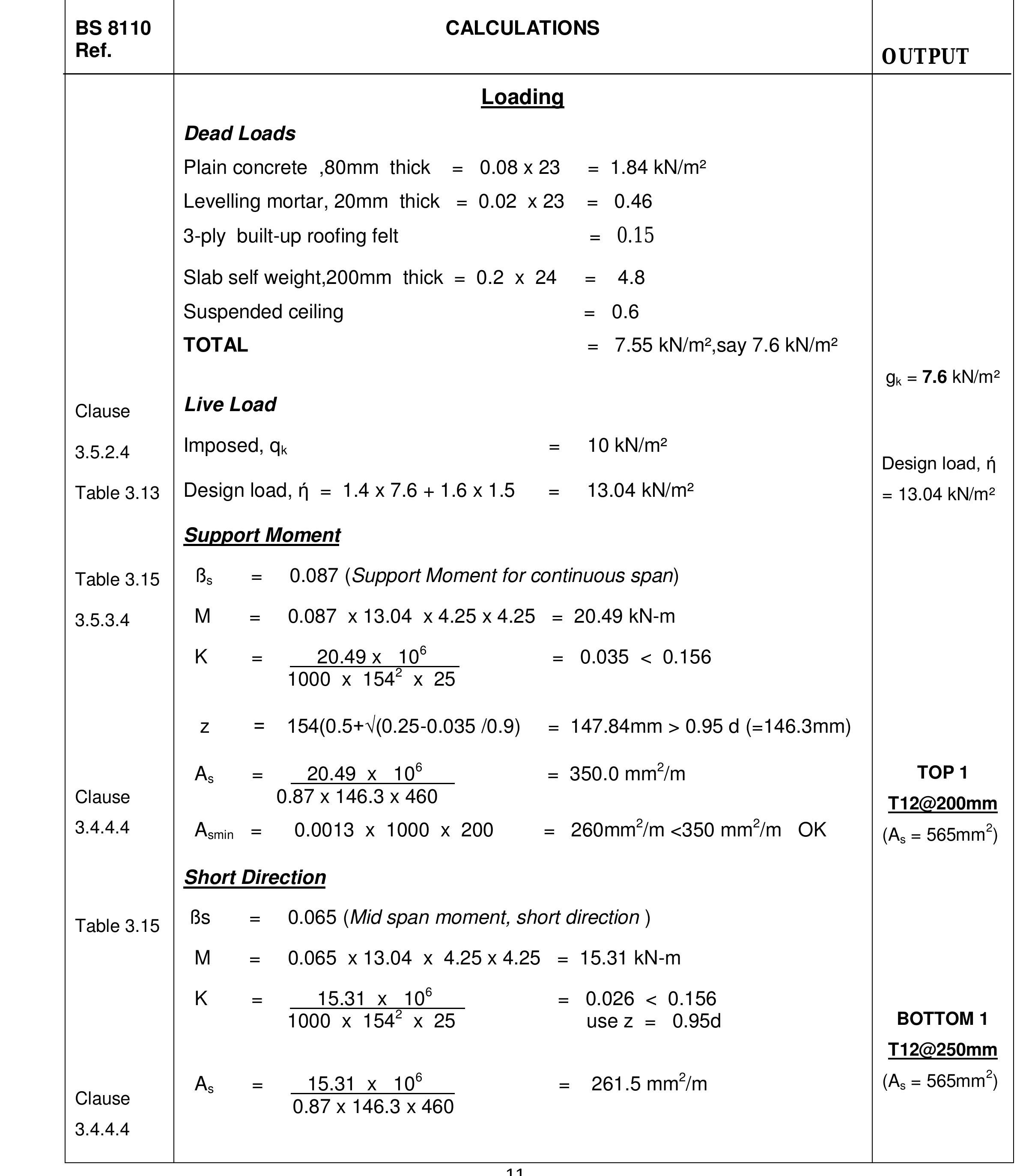 Figure 10 - Structural Engineering Design of RC Structure