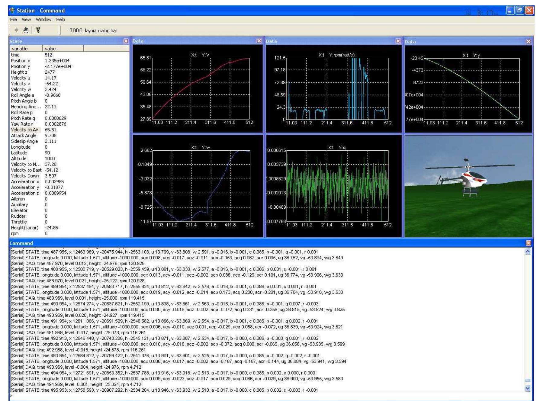 User interface of the ground station software system.