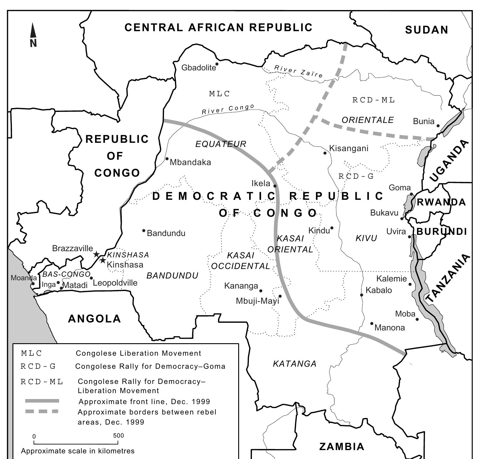 B. map of the democratic republic of congo showing territory