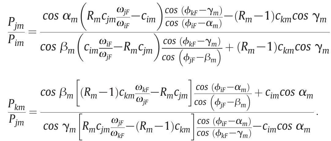 Manipulating these equations, one obtains the power ratios”
