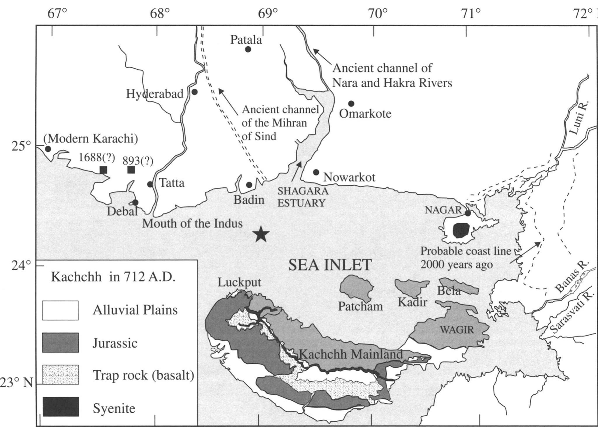 A figure 3. sind in a.d. 712, showing the location of debal