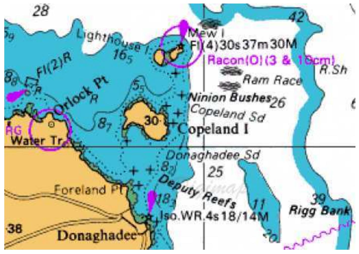 14— a modern marine map showing underwater contour lines and