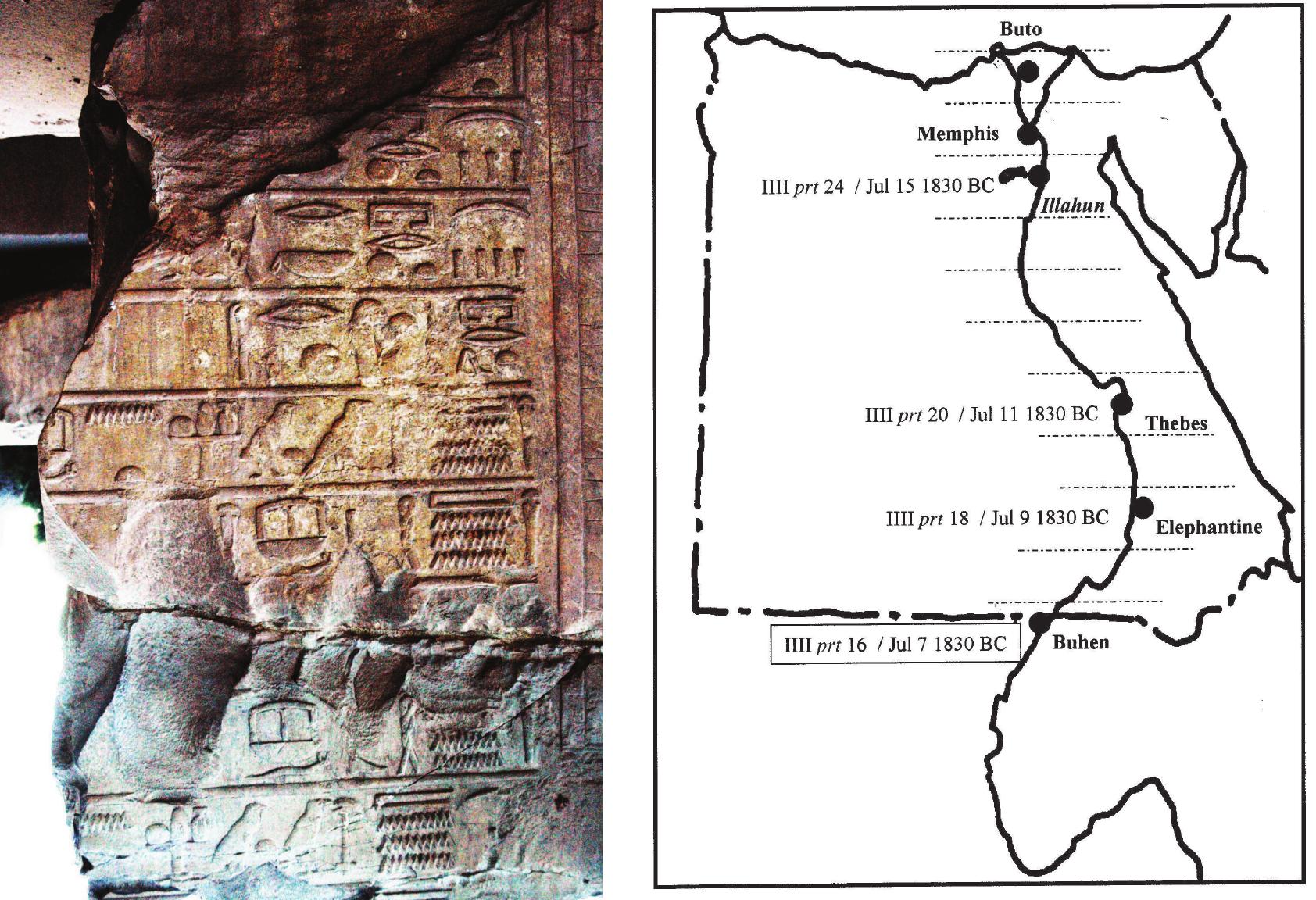 20. (right) map of egypt showing the dates of the heliacal