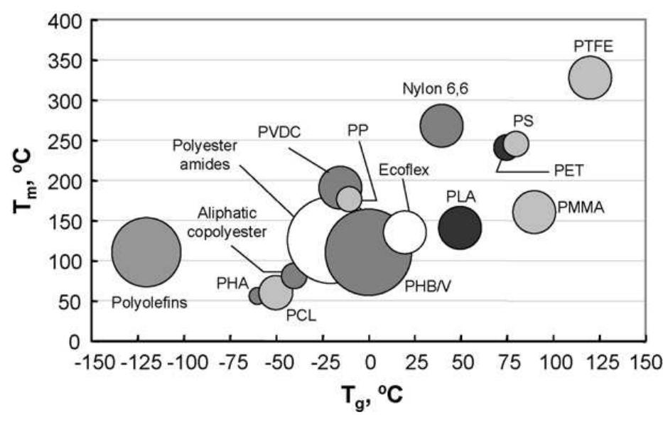 Comparison of glass transition and melting temperatures of